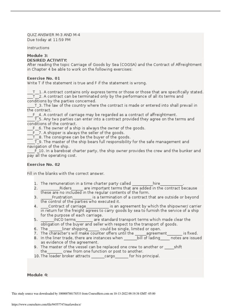 Marlaw | PDF | Bill Of Lading | Common Law