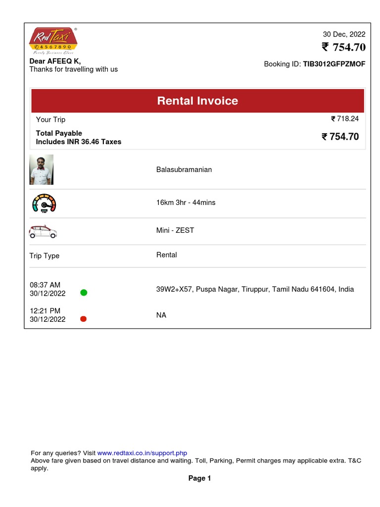 30 Taxi Red | PDF | Invoice | Fare