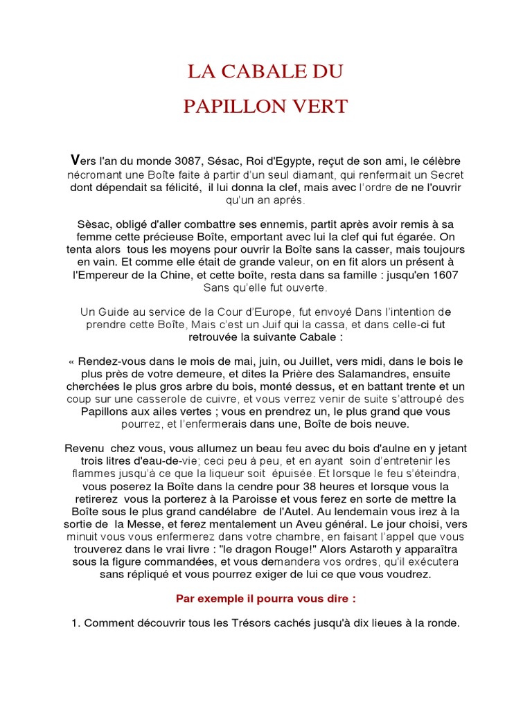 La Cabale du Papillon Vert | PDF