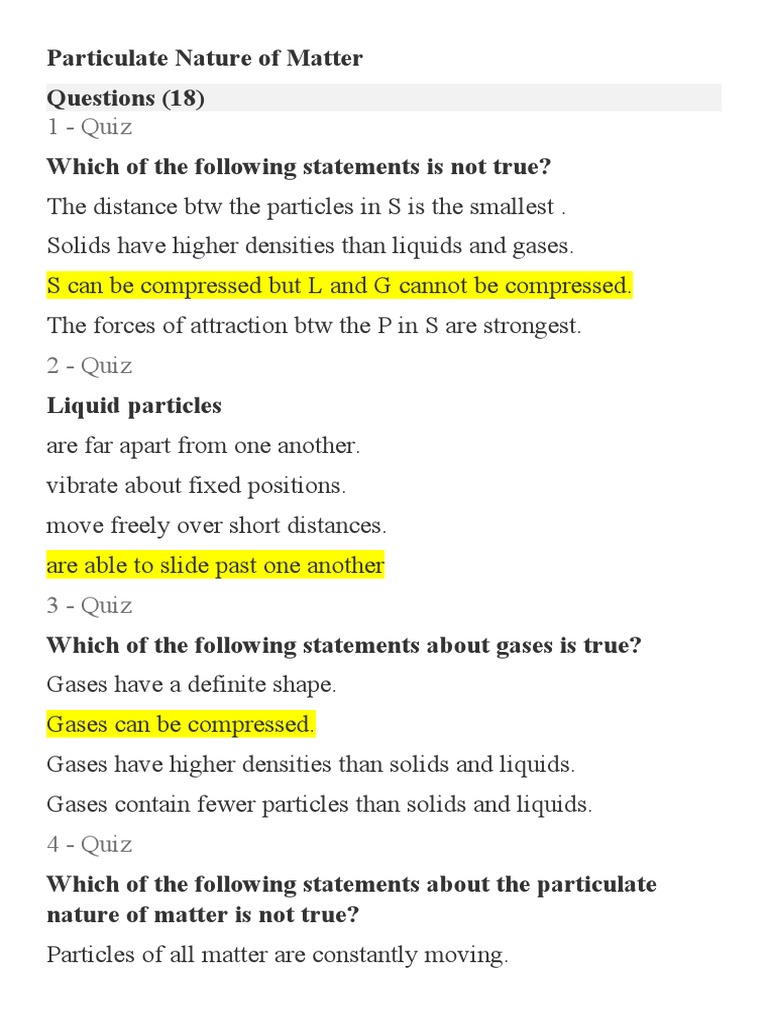 Science Particulate Nature of Matter | PDF | Chemical Compounds | Gases