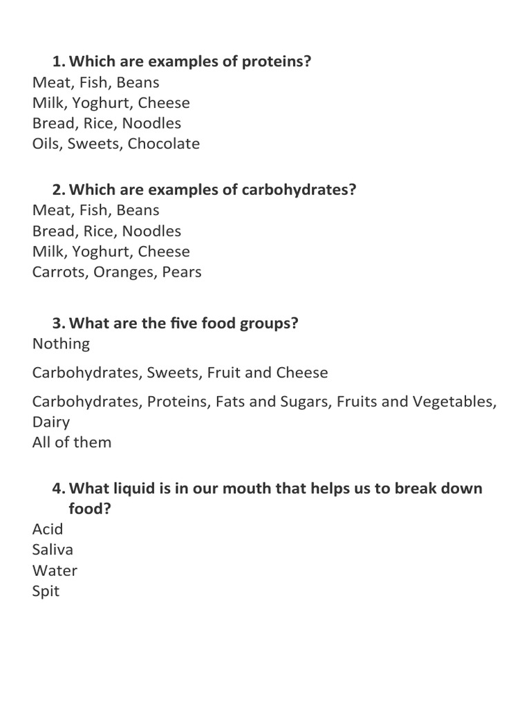 Science Year 5 Test | Download Free PDF | Foods | Digestion