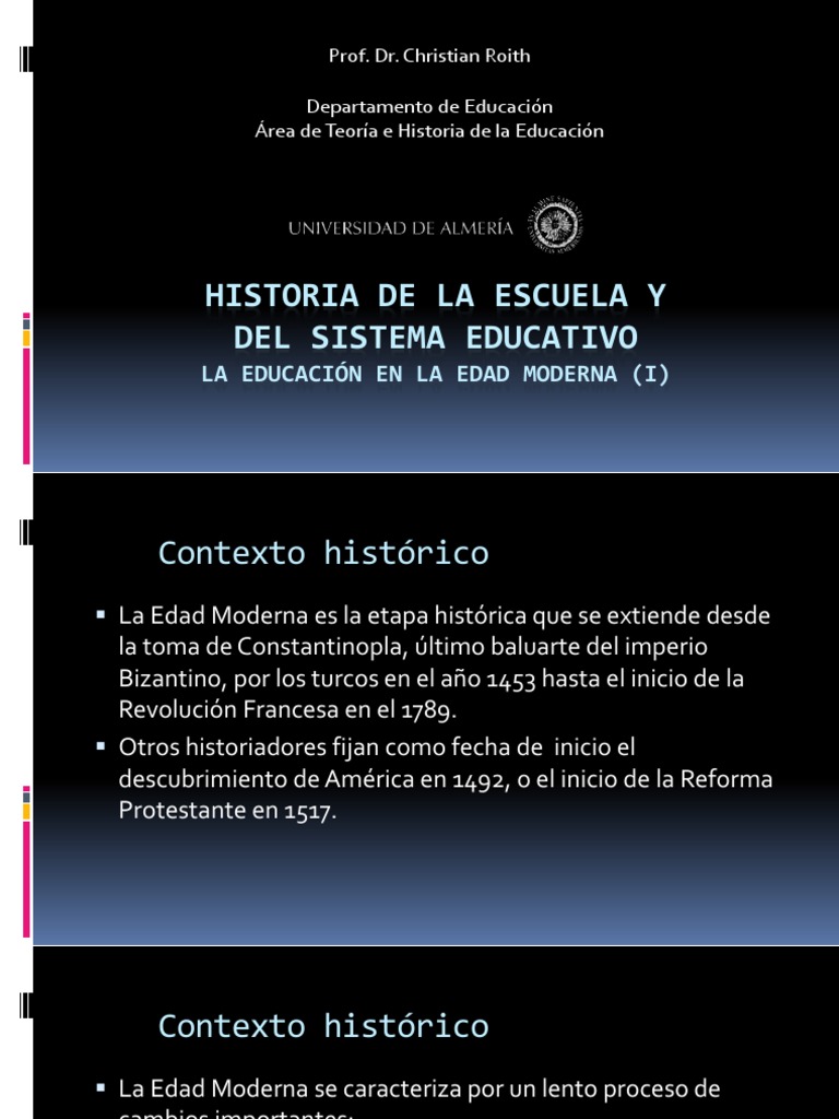 Educación en la Edad Moderna: Contexto y Cambio | PDF | protestantismo ...