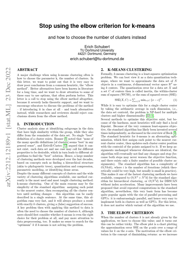 Stop Using The Elbow Criterion For K-Means | PDF | Cluster Analysis ...