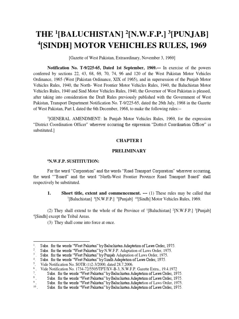 Motor Vehicles Rules 1969 Overview | PDF | Driver's License | License