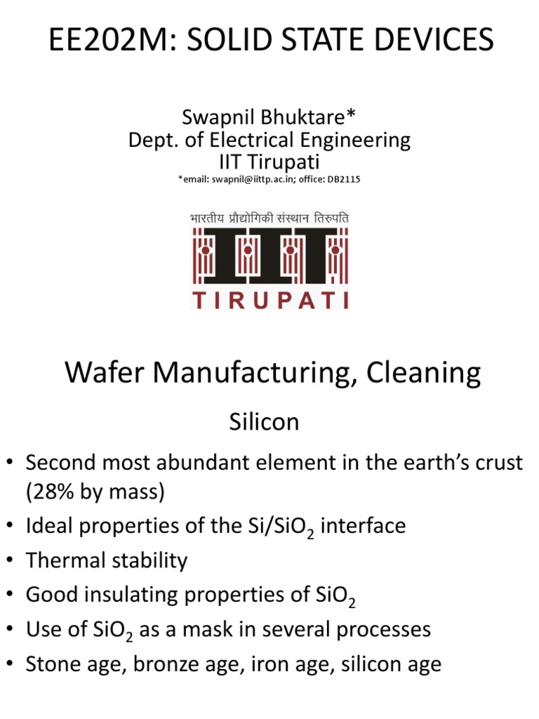 Wafer Manufacturing Cleaning | PDF | Silicon Dioxide | Silicon