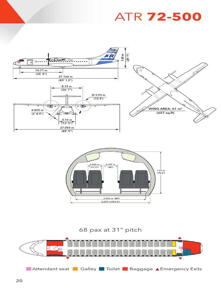 ATR 72-500 Specifications Overview | PDF | Wing Configurations | Aircraft