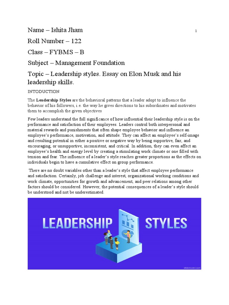 Fybms 122 Management Foundation Project | PDF | Leadership | Space X