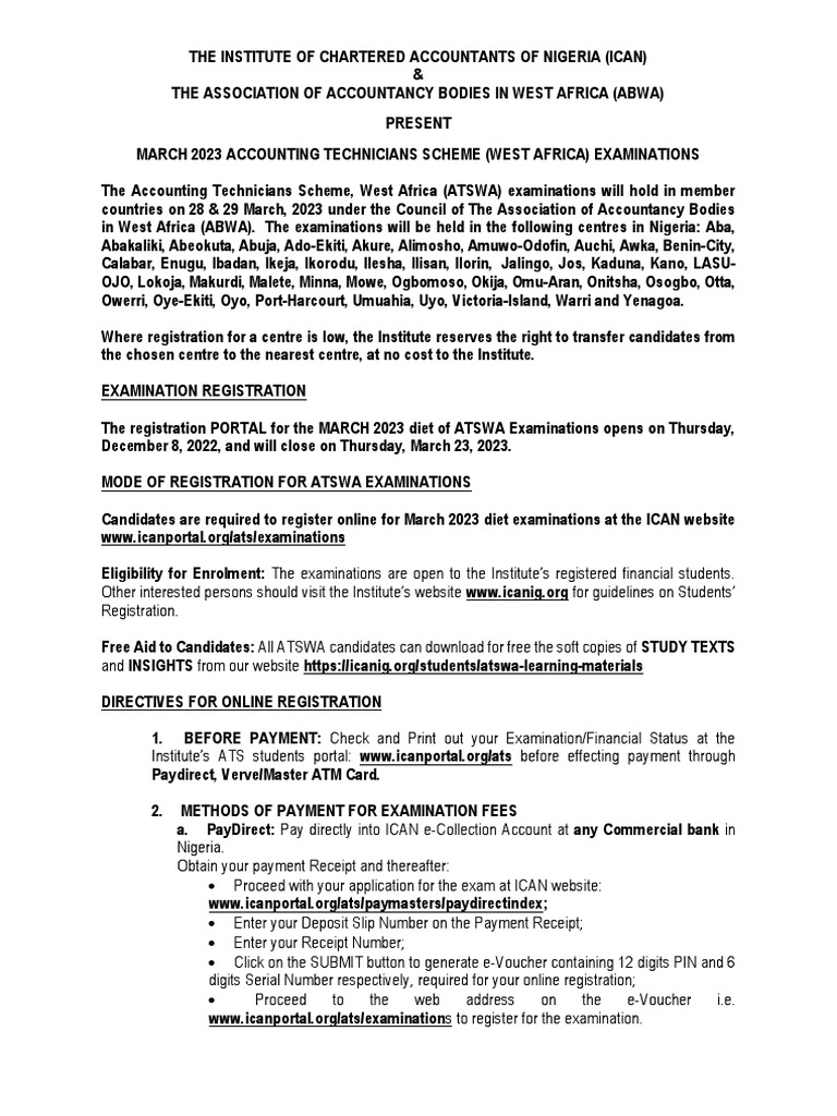 March 2023 ATSWA Exam Registration Guide | PDF | Automated Teller ...