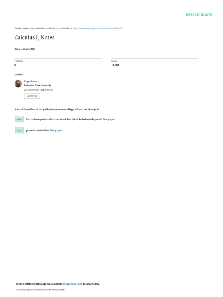 Calculus Inotes | PDF | Limit (Mathematics) | Function (Mathematics)