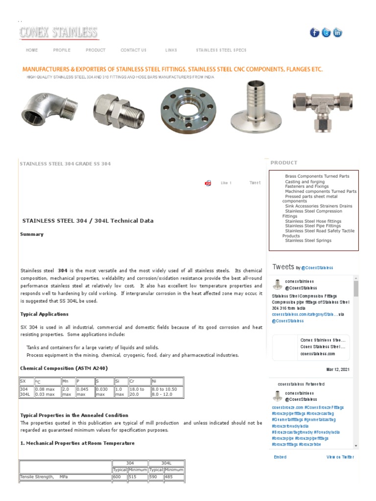 304 SS Grade SS 304 | PDF | Stainless Steel | Strength Of Materials