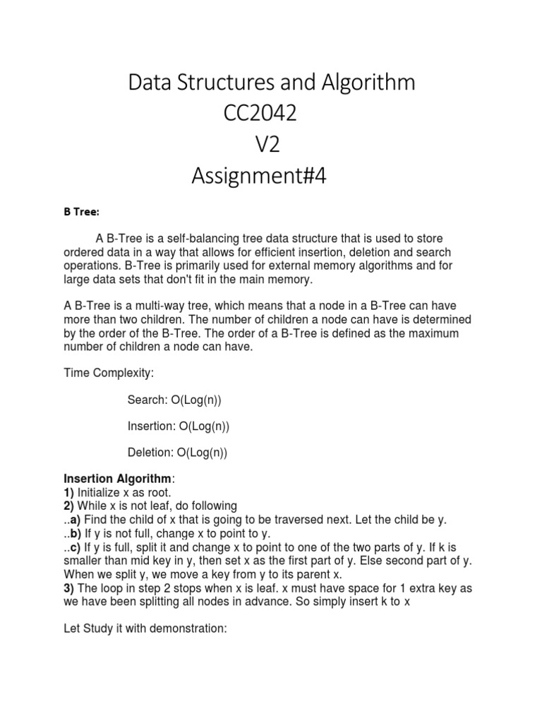B Tree Assignment | PDF