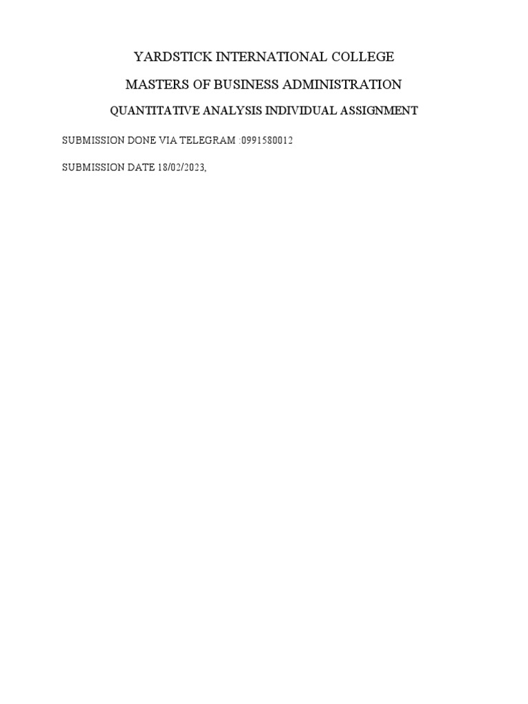 Quantitative Analysis Indidual Assignment | PDF | Mathematical ...