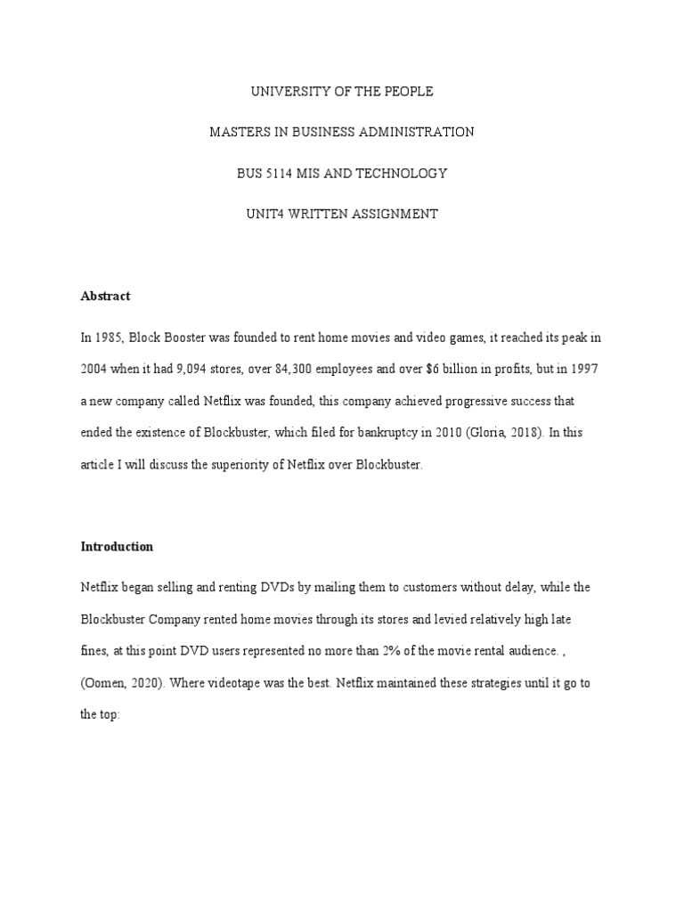 Unit 4 Written Assignment | PDF | Netflix | Streaming Media