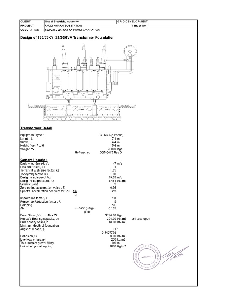 30 MVA Transformer Foundation Design | PDF | Foundation (Engineering ...
