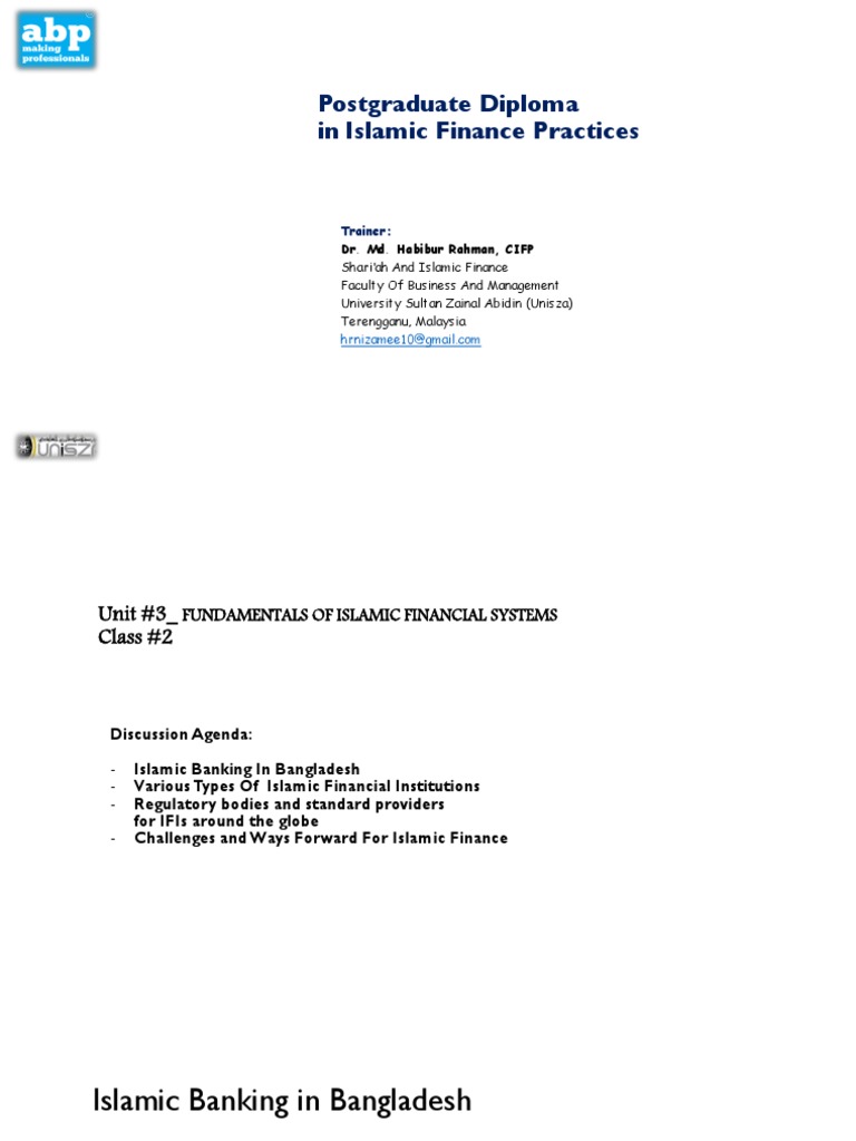 PGDIFP - Unit 3 Class 2 | PDF | Islamic Banking And Finance | Banks