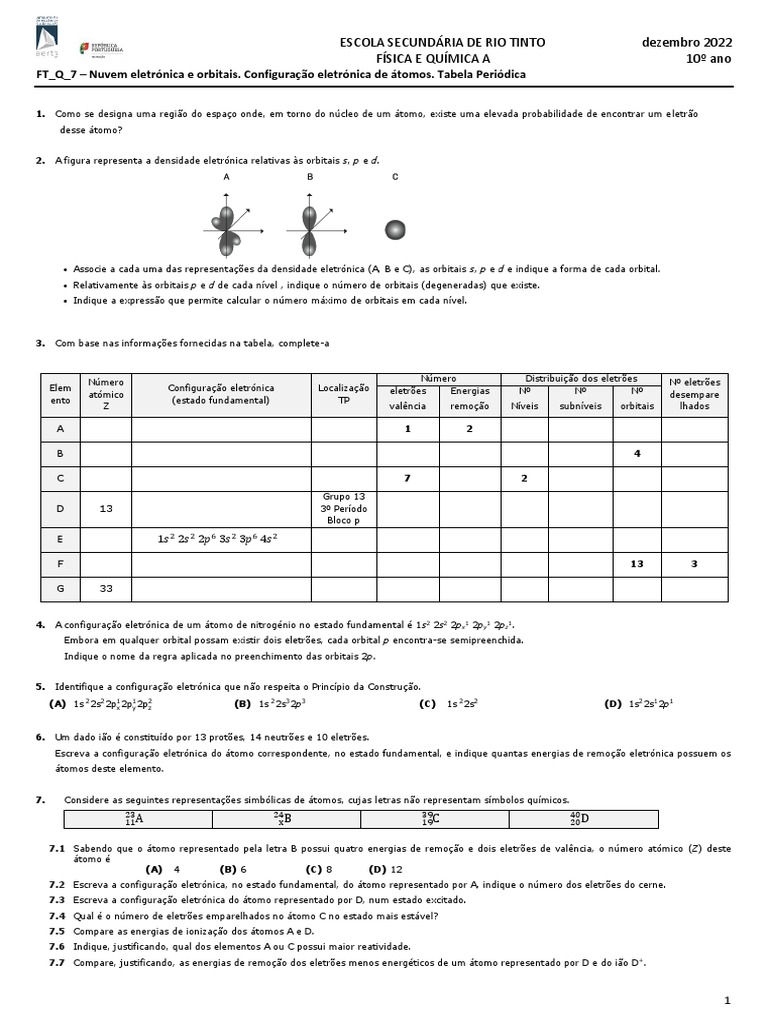 tabela periódica | PDF | Átomos | Tabela periódica
