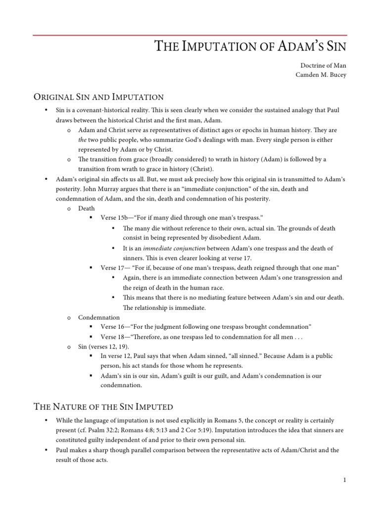 12 Imputation of Adams Sin Handout | PDF | Original Sin | Justification ...
