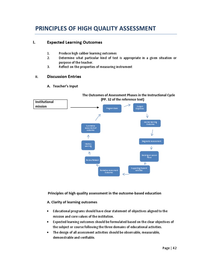 Principle of High Quality Assess Module | PDF | Educational Assessment ...