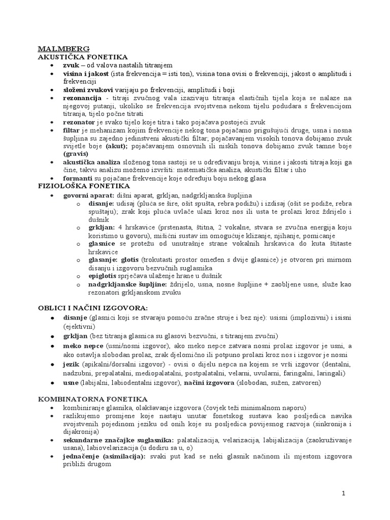 Fonetika I Fonologija - Skripta - Osnovna Literatura | PDF