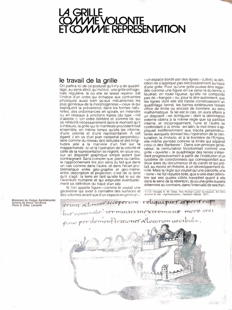 Hubert Damisch, La Grille Comme Volonté Et Comme Représentation, Cartes ...