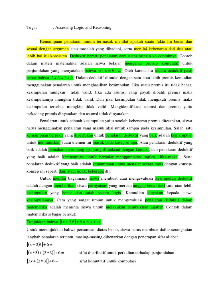Assessing Logic and Reasoning | PDF