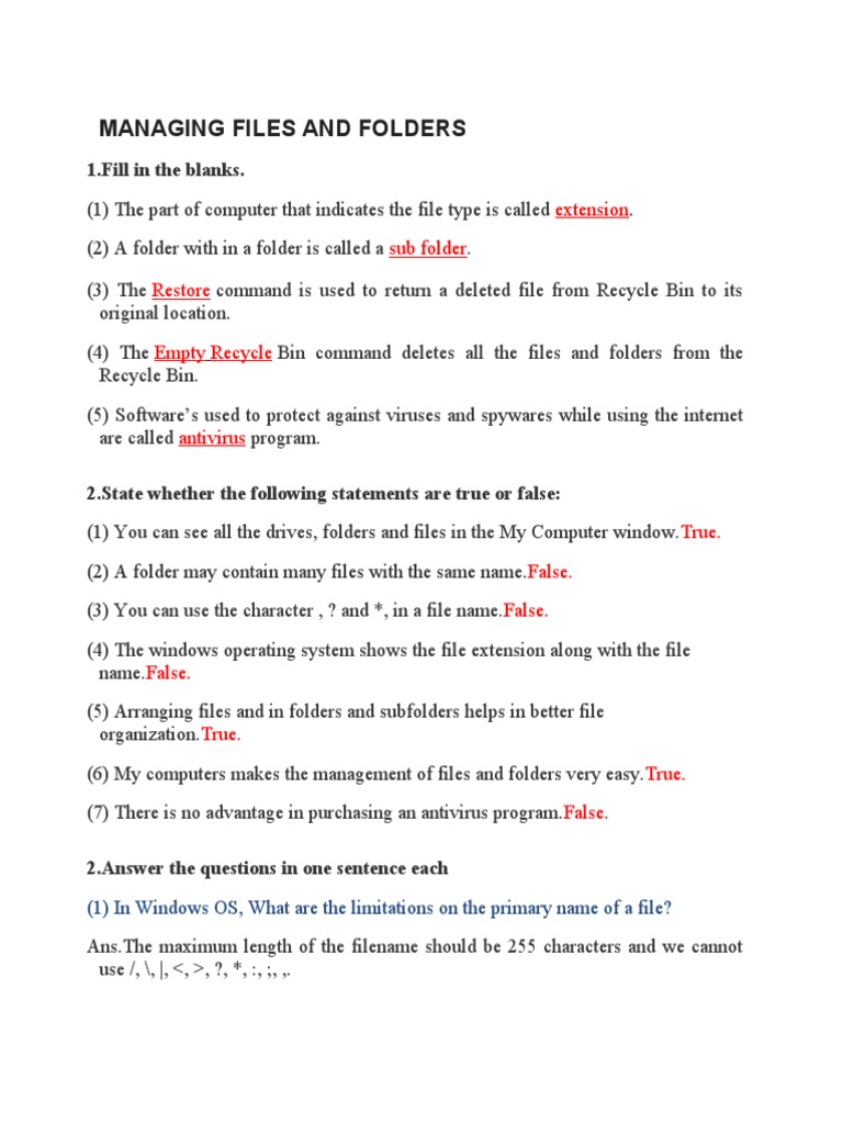 Managing Files and Folders | Download Free PDF | Computer File | Computer Virus