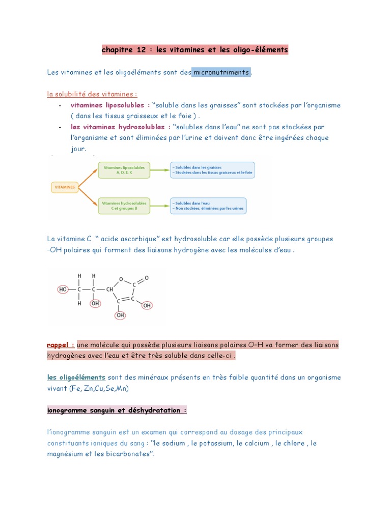 Vitamines et Oligoéléments : Guide Complet | PDF | Concentration ...