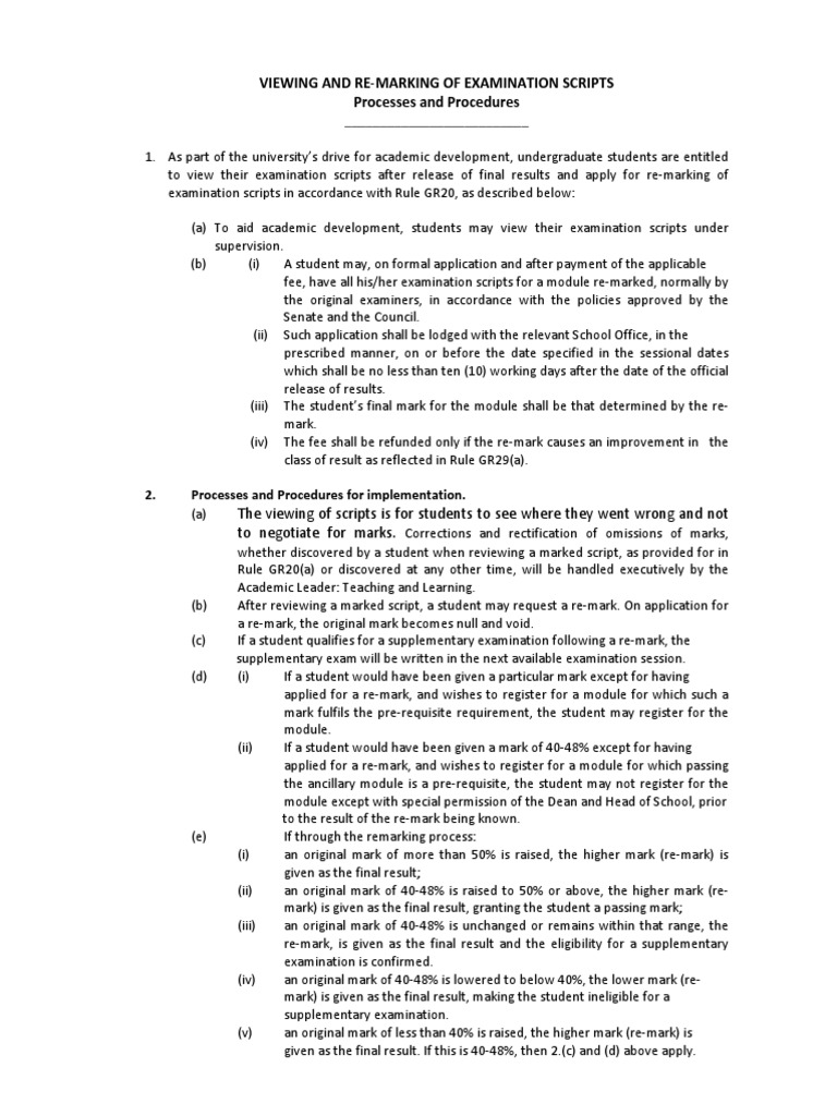 Exam Scripts Remark Procedure | Download Free PDF | Justice | Crime ...