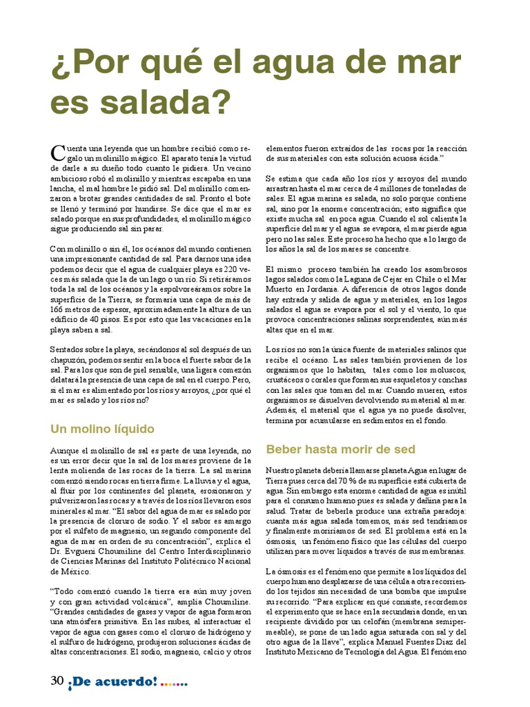 Porque El Agua de Mar Es Salada | PDF | Agua | Mar