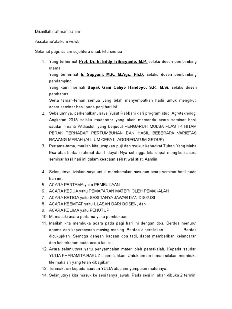 Teks Moderator Semhas Firanti | PDF