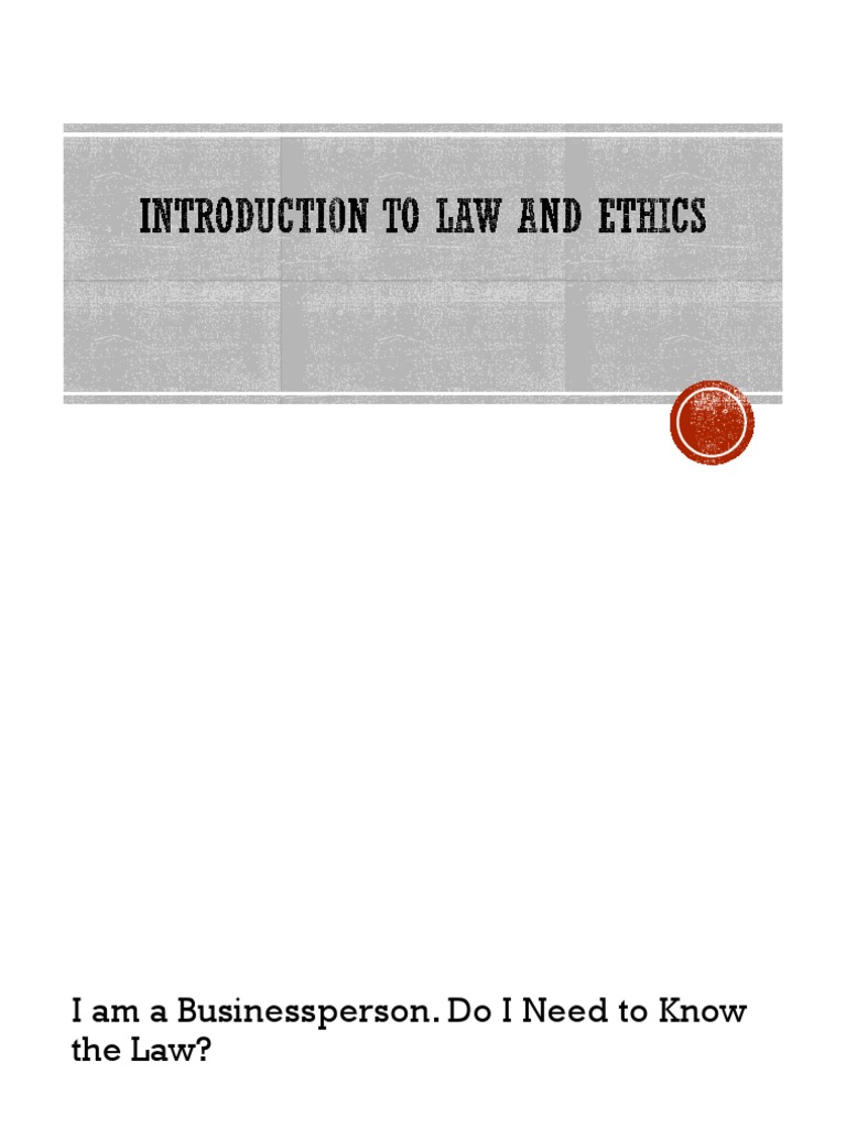 Do I Need to Know the Law as a Businessperson | PDF | Business ...