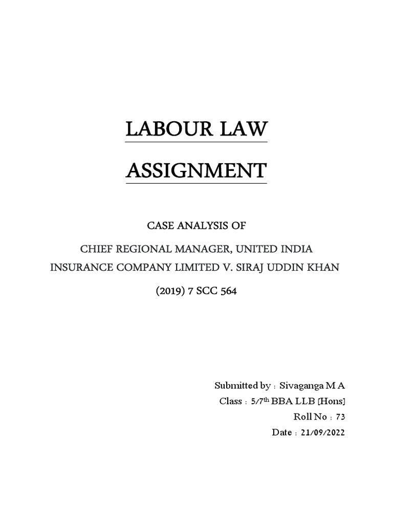 Labour Law Assignment - Case Analysis. | PDF | Employment | Appeal