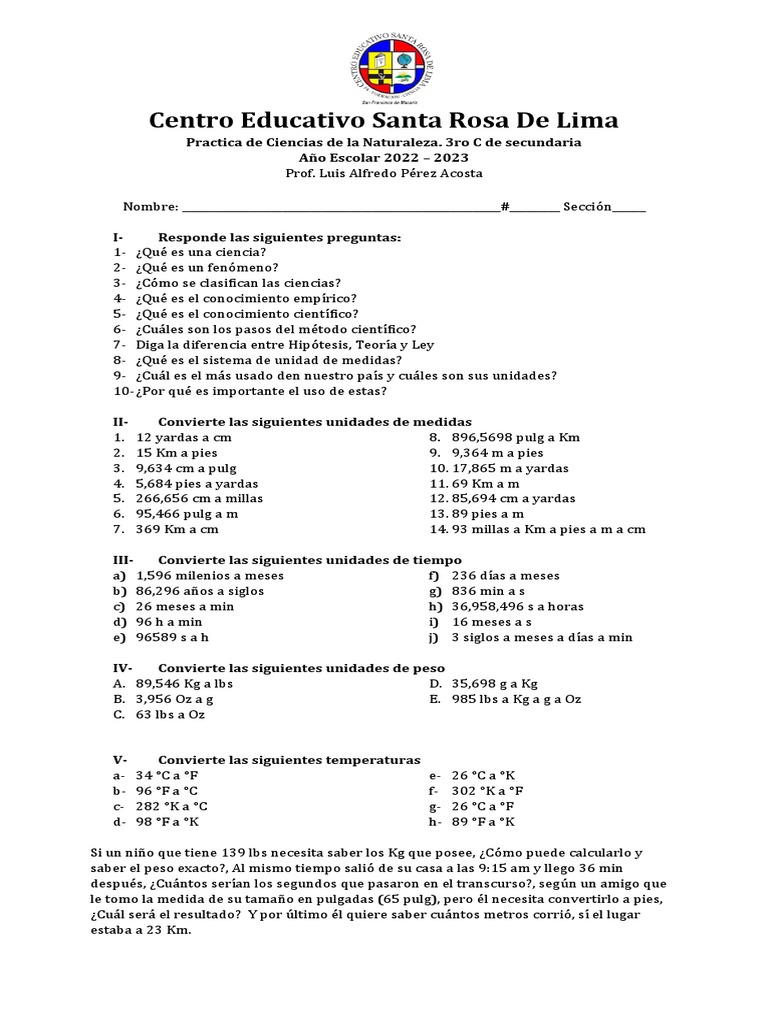 Práctica #1 de 3ro | PDF