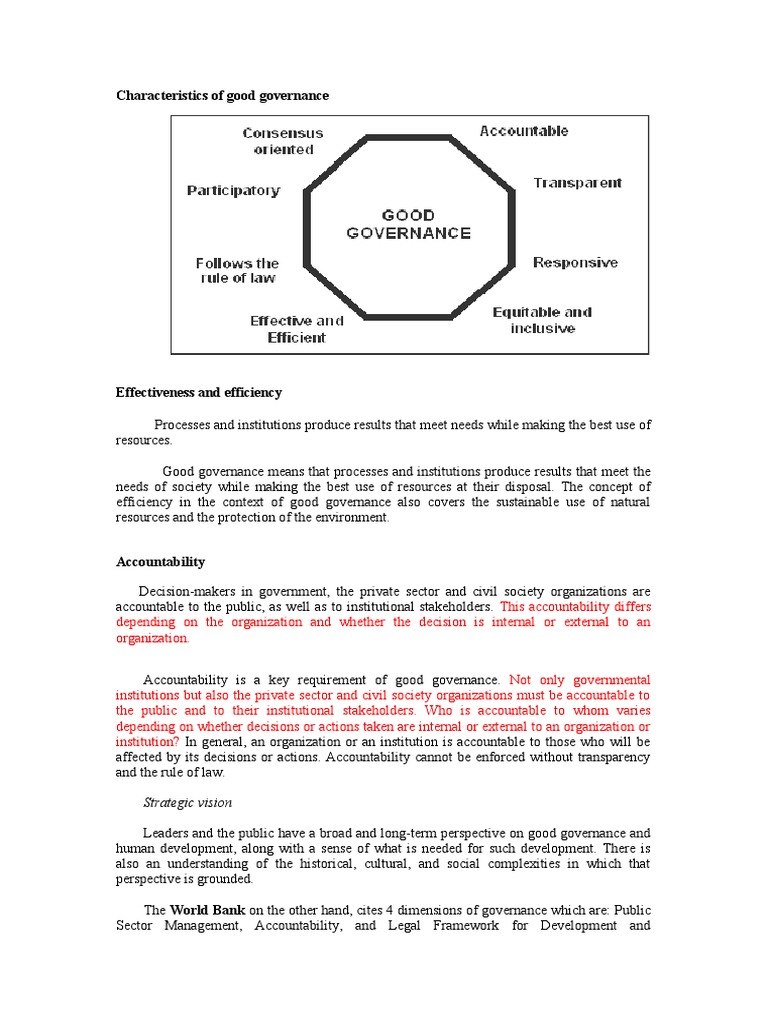 Characteristics of Good Governance | PDF