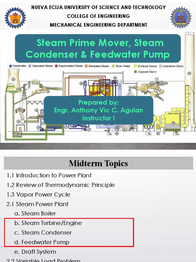 Steam Prime Mover, Steam Condenser, and Feedwater Pump | PDF | Turbine ...