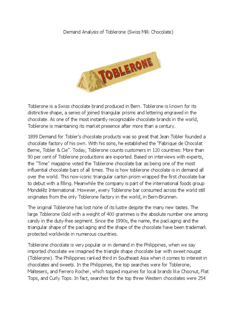 Demand Analysis of Toblerone | PDF