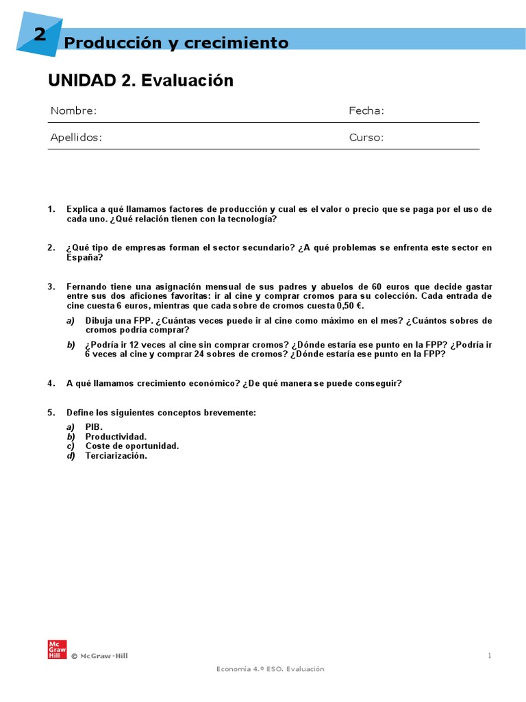 U02 Evl 001 | PDF | Factores de producción | Producto Interno Bruto