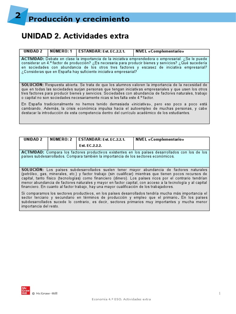 U02 Aco 001 | PDF | Factores de producción | España