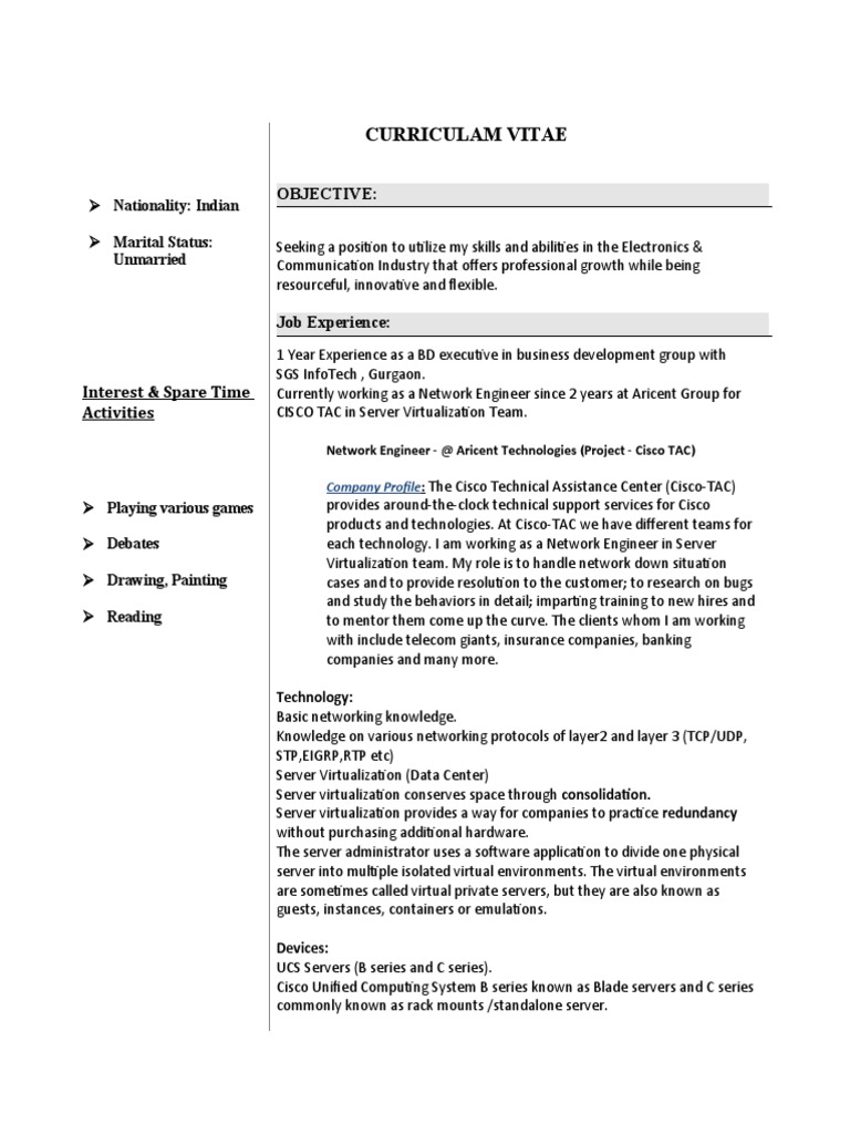 Sample Resume 3 | PDF | Virtualization | Computer Network