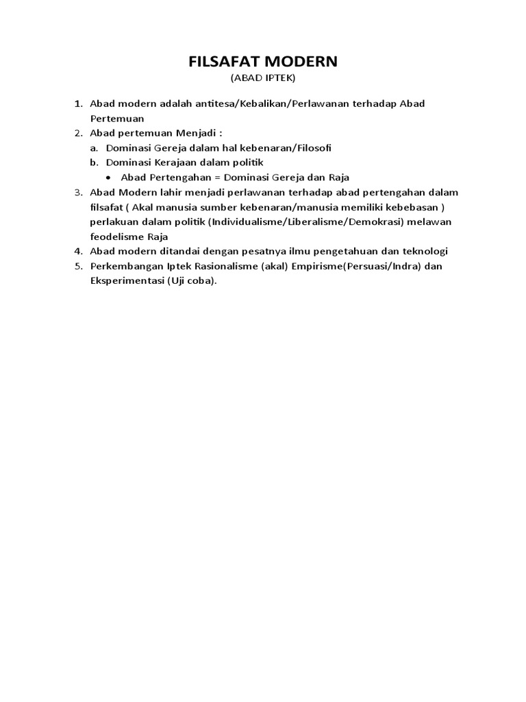 Filsafat Modern (Abad Iptek) | PDF