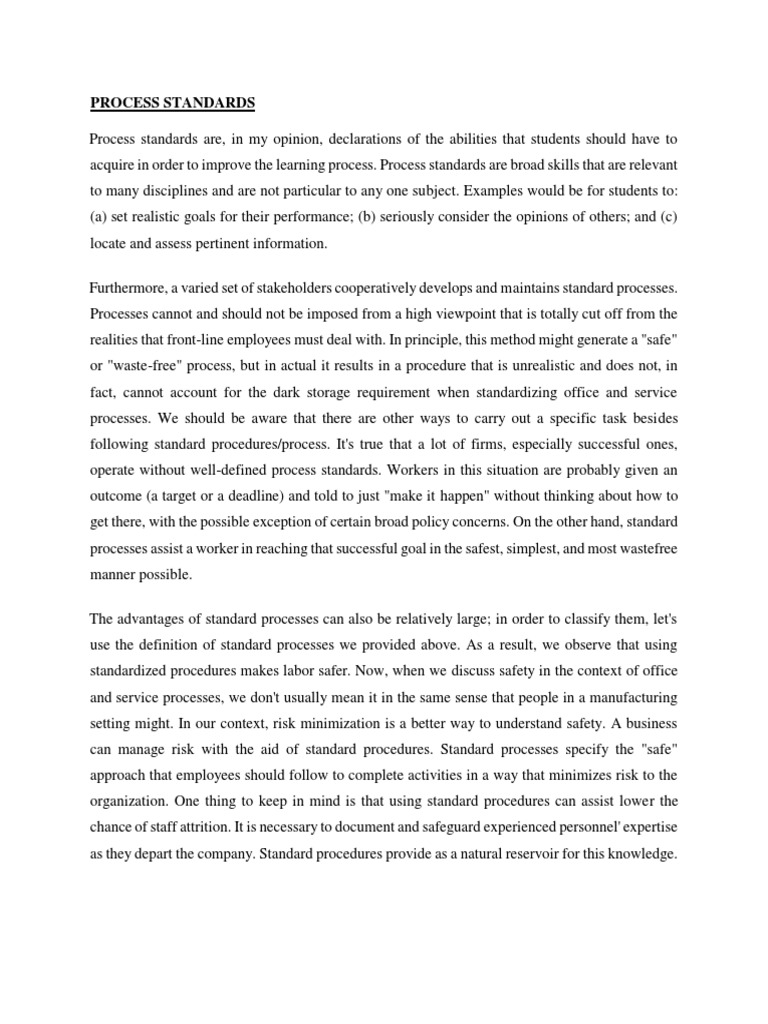 Process Standards | PDF | Risk | Cognitive Science