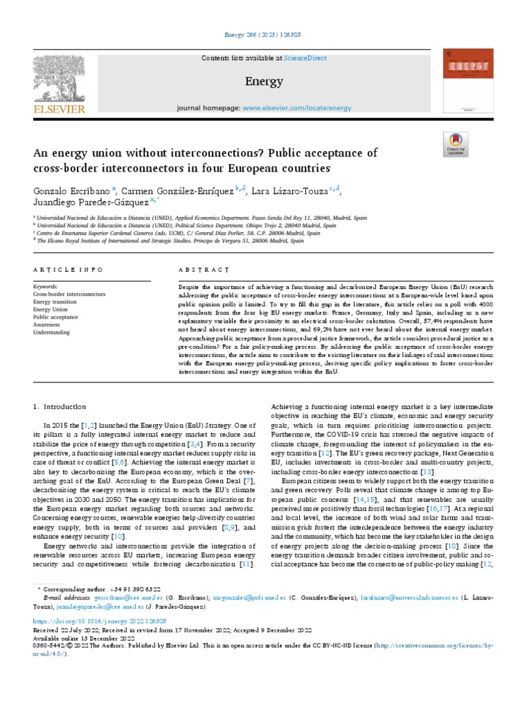 An Energy Union Without Interconnections? Public Acceptance of Cross ...