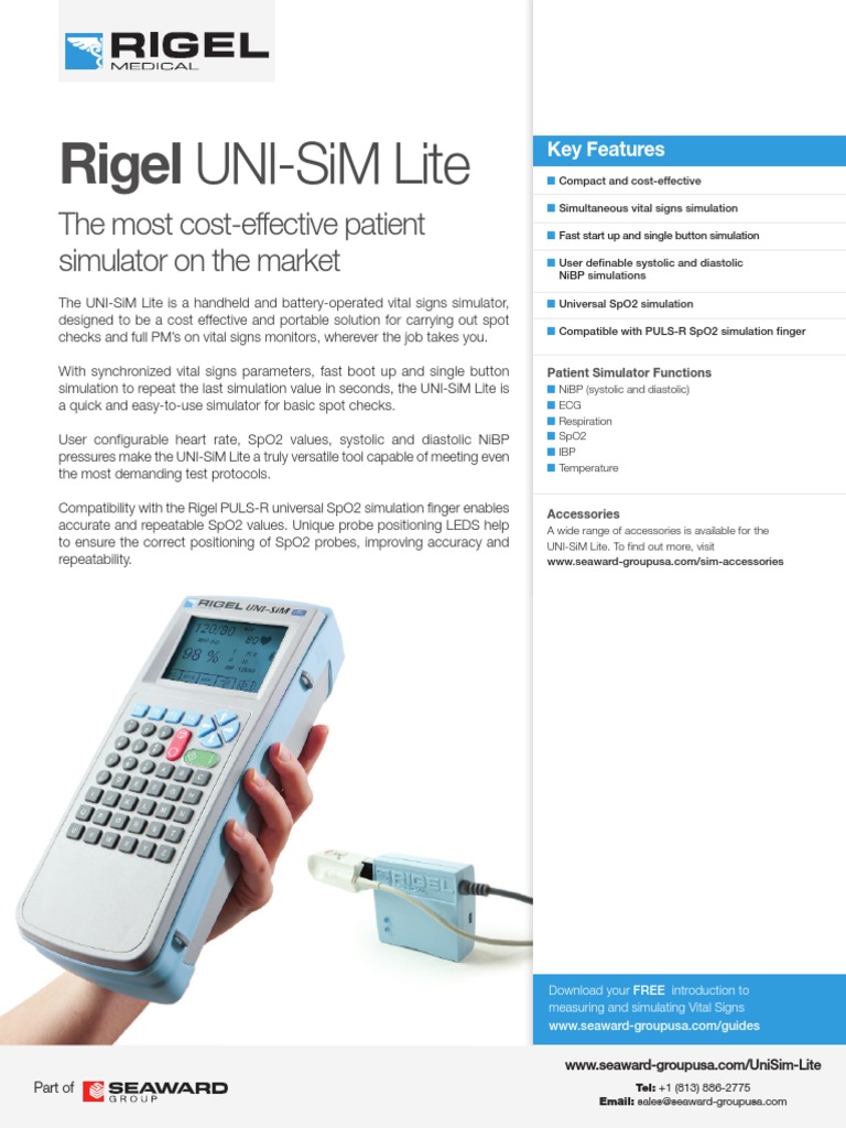Rigel Uni Sim Lite Datasheet | PDF | Pulse | Blood Pressure