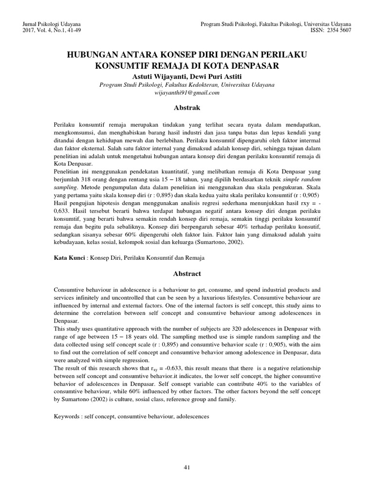 Konsep Diri & Perilaku Konsumtif Remaja Denpasar | PDF