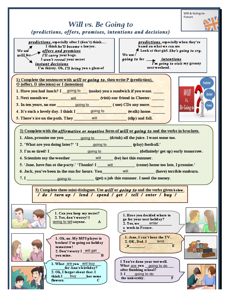 Will vs Going to predictions, intentions and decisions | PDF