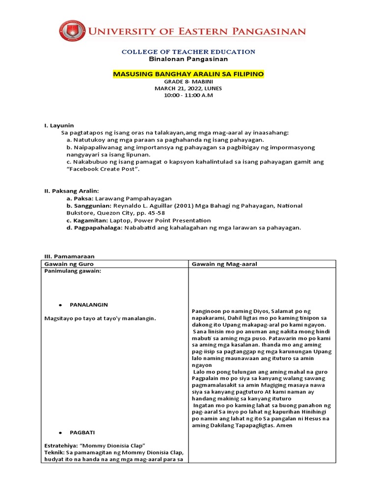 Banghay Aralin Larawang Pampahayagan | PDF