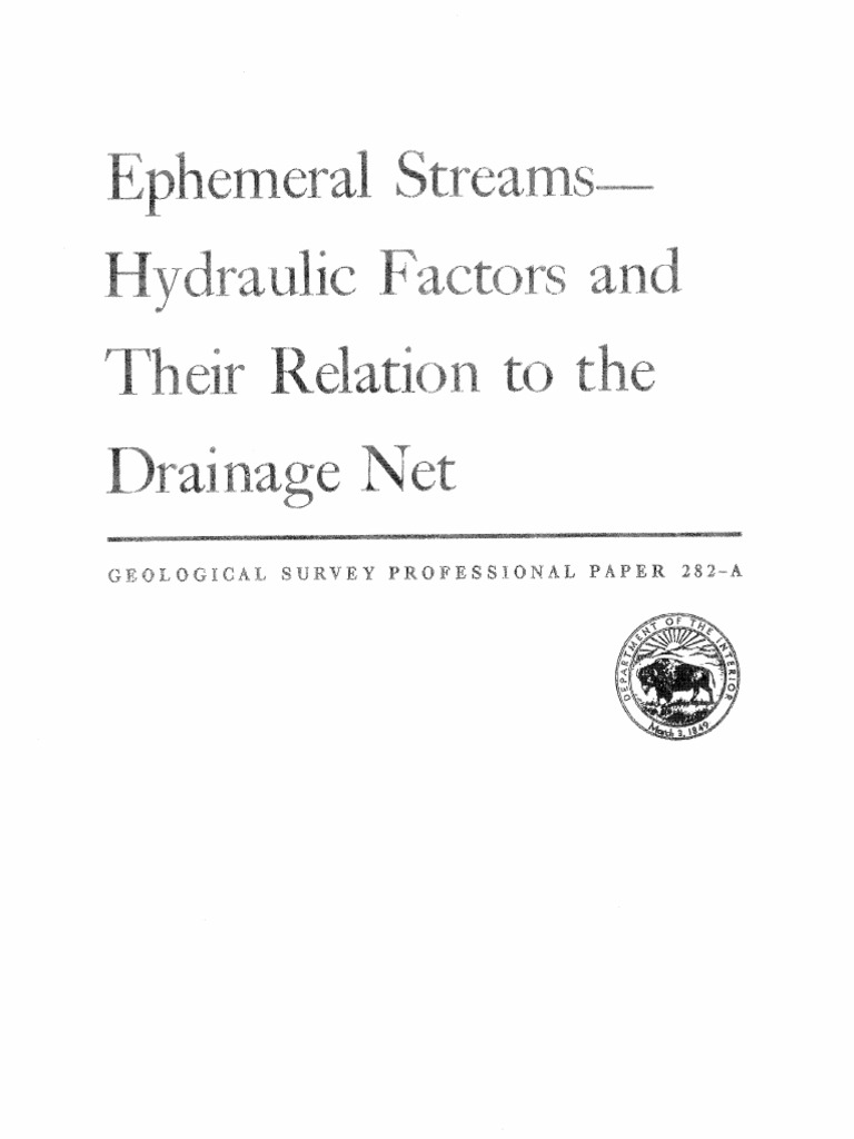 Ephemeral Streams - Hydraulic Factors and Their Relation To The ...