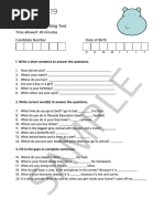 KGL Pre-A1 English Contest Sample Test | PDF