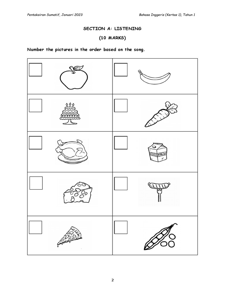 P.Sumatif ENG Y1 P1 | PDF | Fruit | Foods
