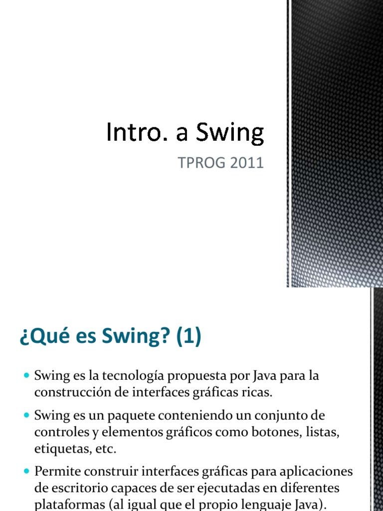 Swing | PDF | Java (lenguaje de programación) | Software del sistema
